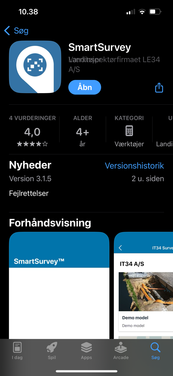 SmartSurvey™: 3 - Opsætning af SmartSurvey app